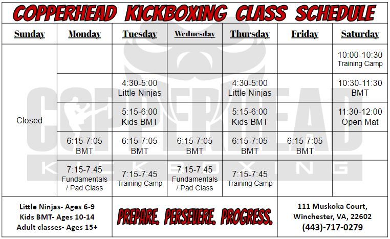 Calendar - Copperhead Kickboxing